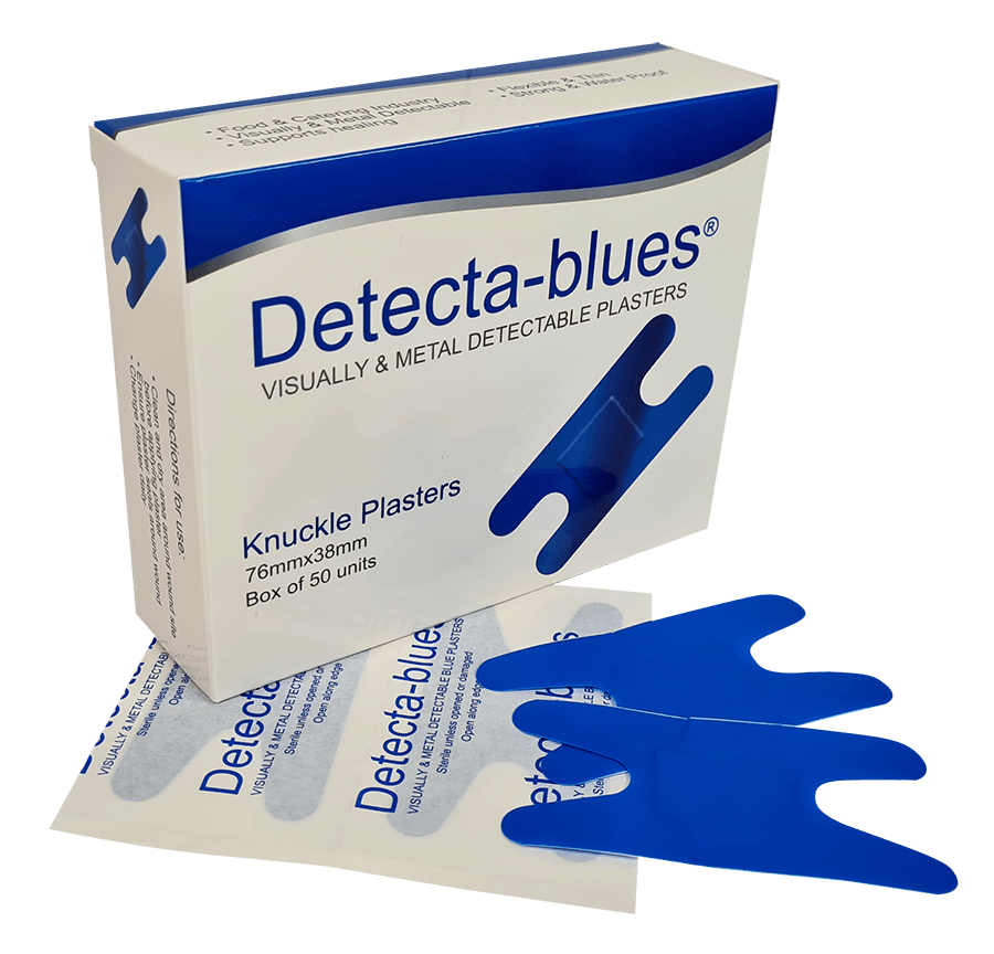 Blue Plasters Metal Detectable Knuckle Large Box 50 – Safewell